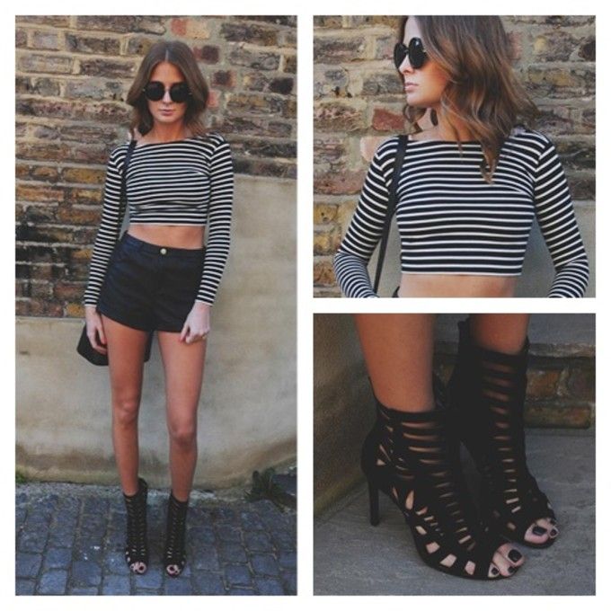 Outfits sexys para usar shorts negros de cuero | Es la Moda